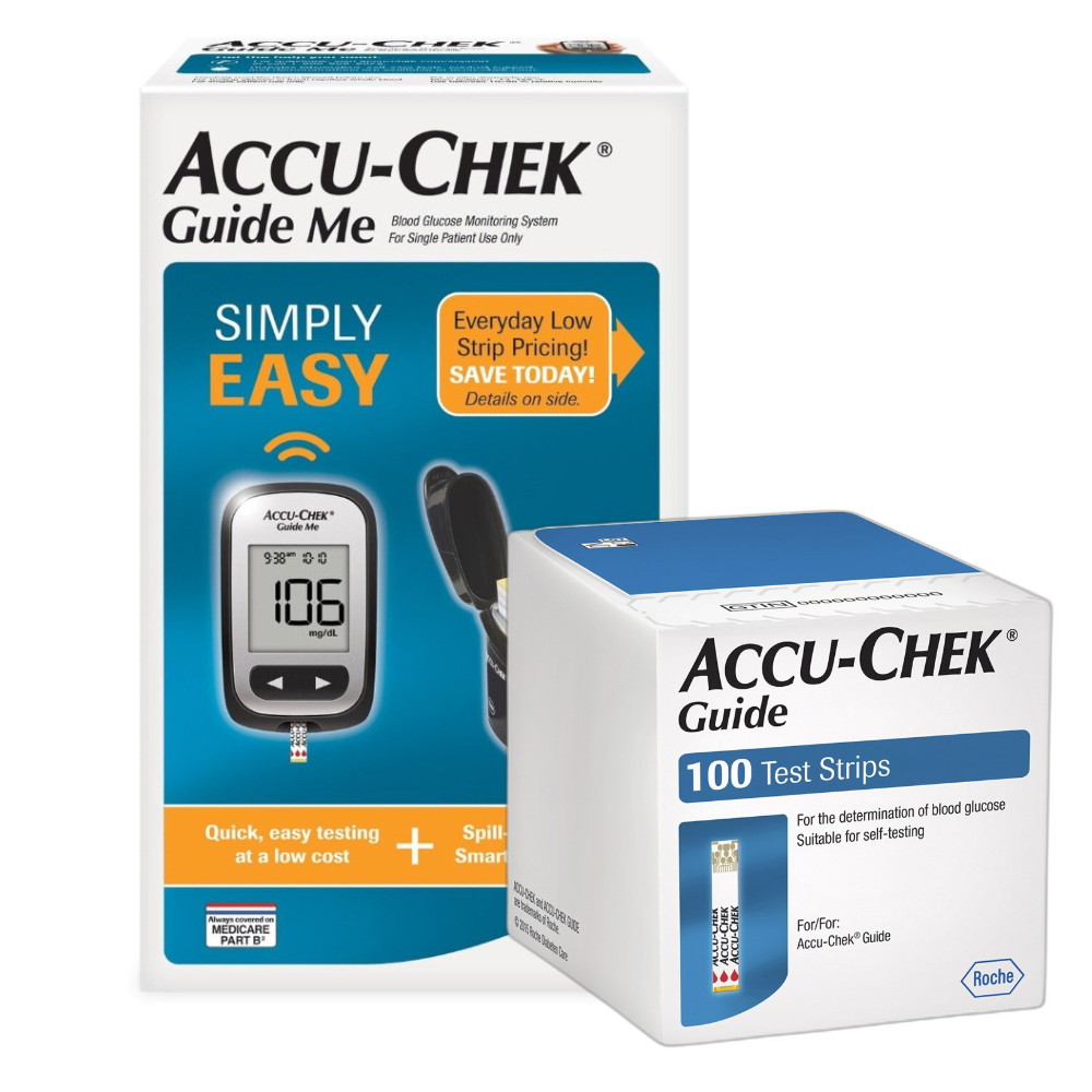 Roche Accu-Chek Guide Me Blood Sugar Test Strips/Meter/Monitoring Kit ...