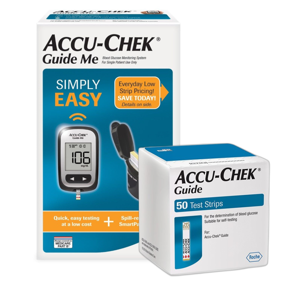 Roche Accu-Chek Guide Me Blood Sugar Test Strips/Meter/Monitoring Kit ...